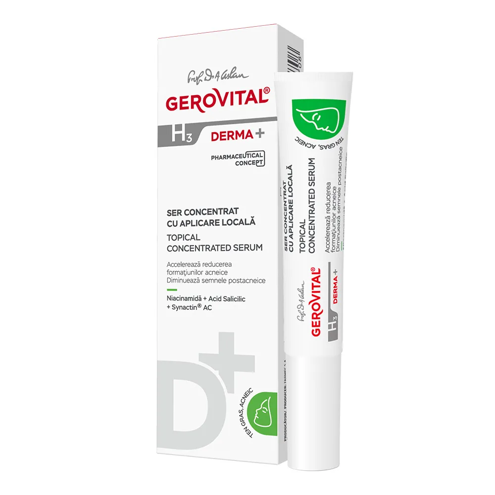 Ser concentrat cu aplicare locala H3 Derma+, 15ml, Gerovital - Pret ...